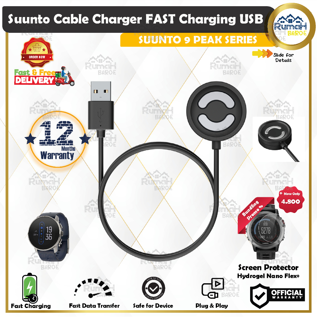 Jual Cable USB Charger Smartwatch Jam Suunto Peak 9 Kabel Charger ...