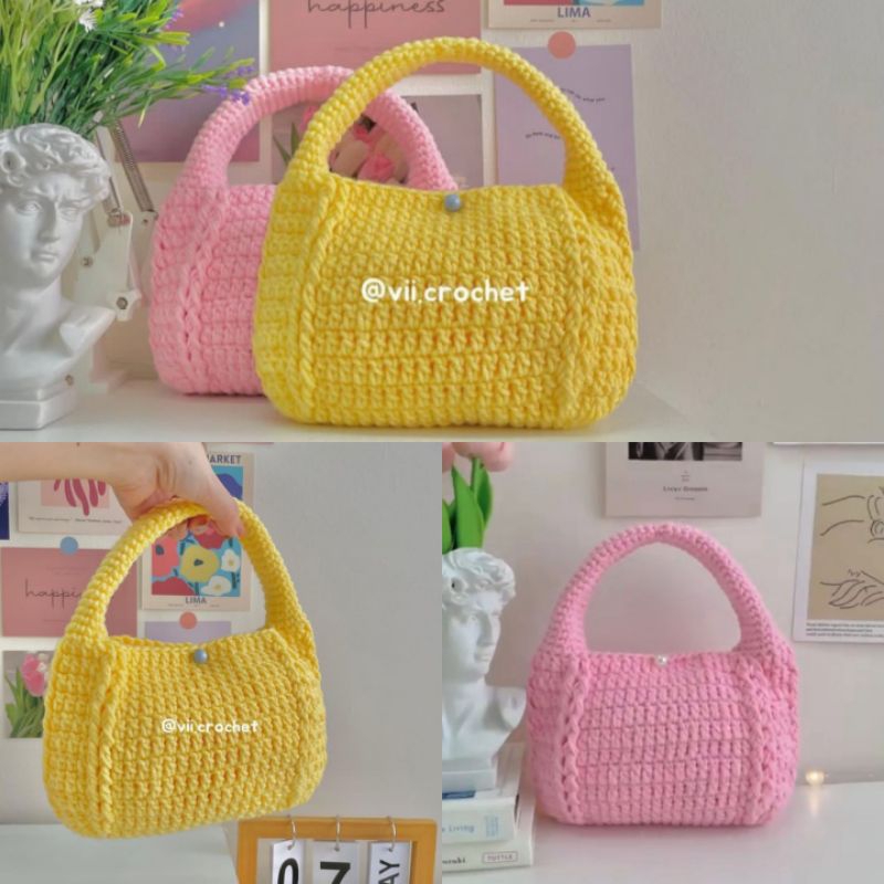 Jual Crochet Aesthetic Mini Bag | Pinterest Mini Bag | Yellow Mini Bag ...