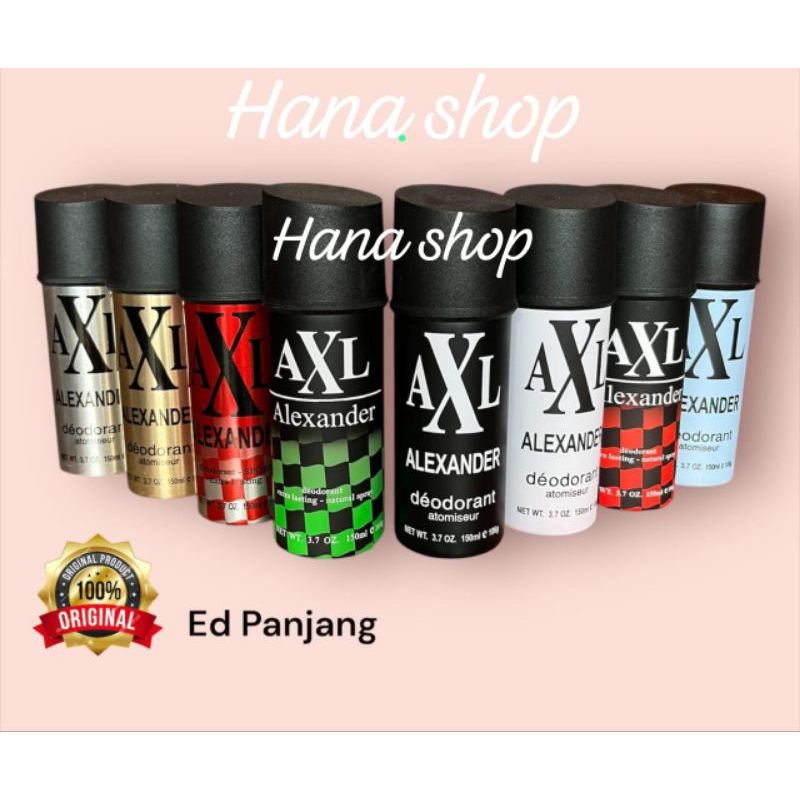 Jual Alexander axl deospray 150 ml parfum deodorant hitam, putih ...
