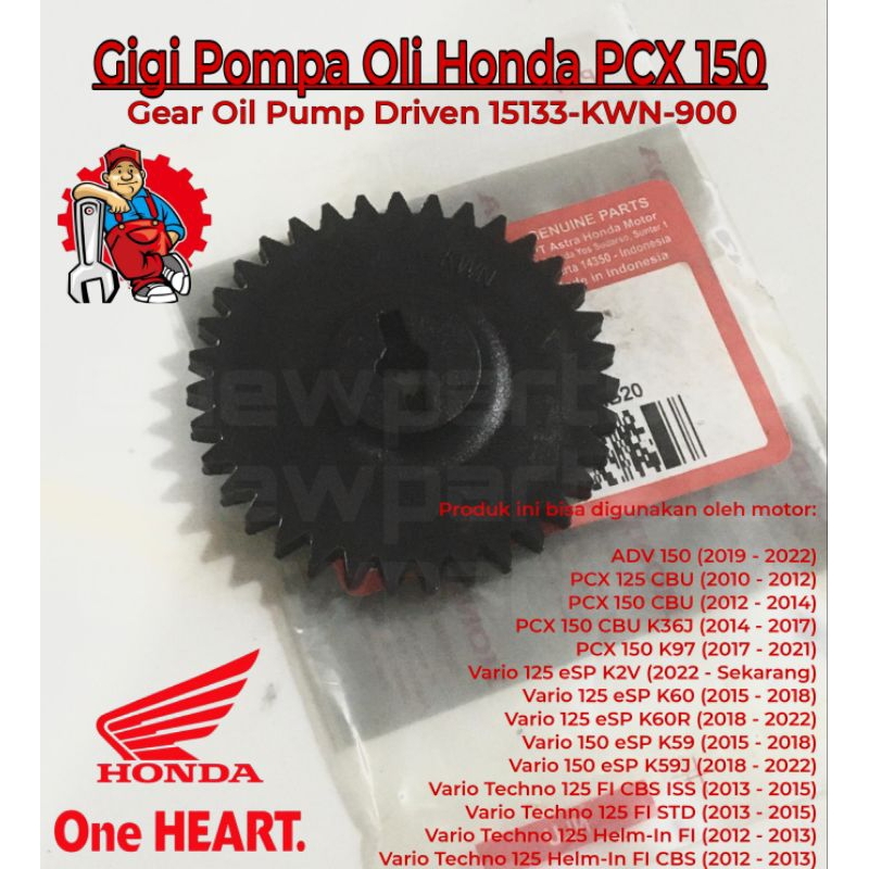 Jual GIGI POMPA OLI VARIO 125, 150, ADV, PCX 15133-KWN-900 ORI AHM | Shopee Indonesia