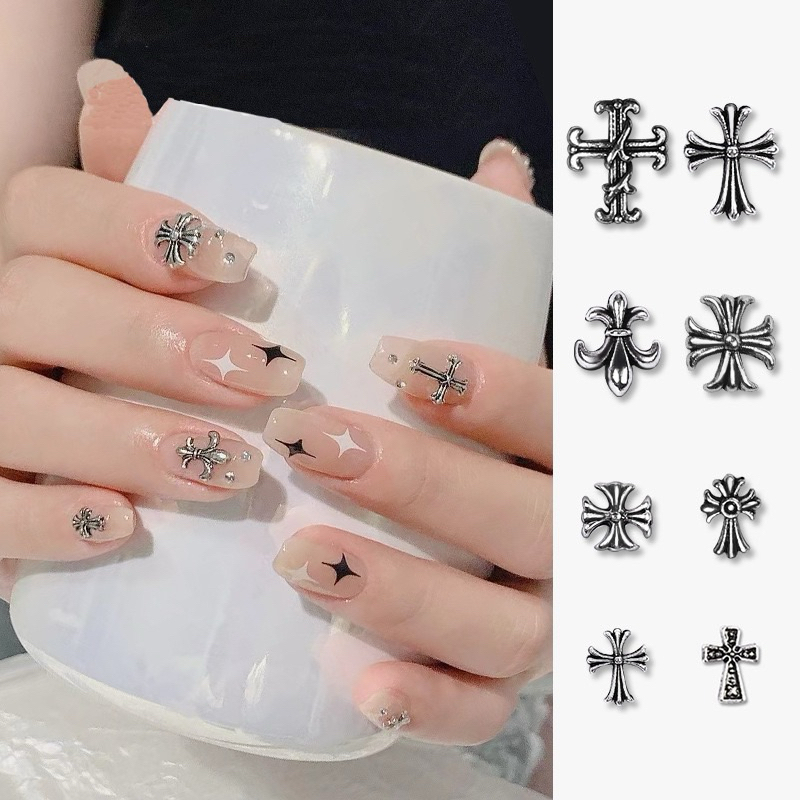 Jual 5 PCS - Y2K Chrome Cross Salib Punk Vintage Nail Charms / Dekorasi ...