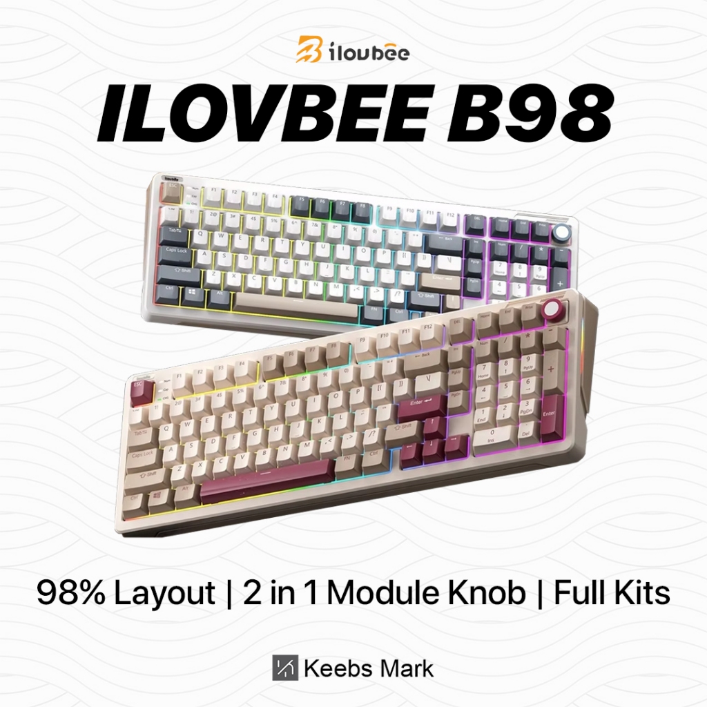 Jual ILovBee B98 Tri Mode RGB Wireless Full Layout Mechanical Keyboard | Shopee Indonesia