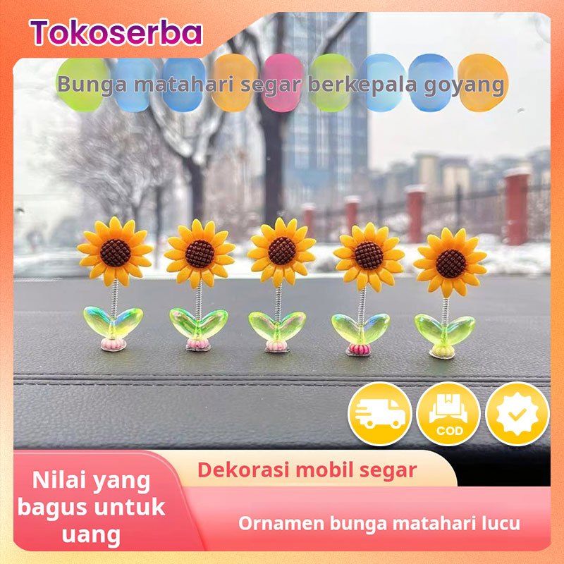 Jual Ornamen mobil bunga matahari goyang lucu bunga segar yang ...