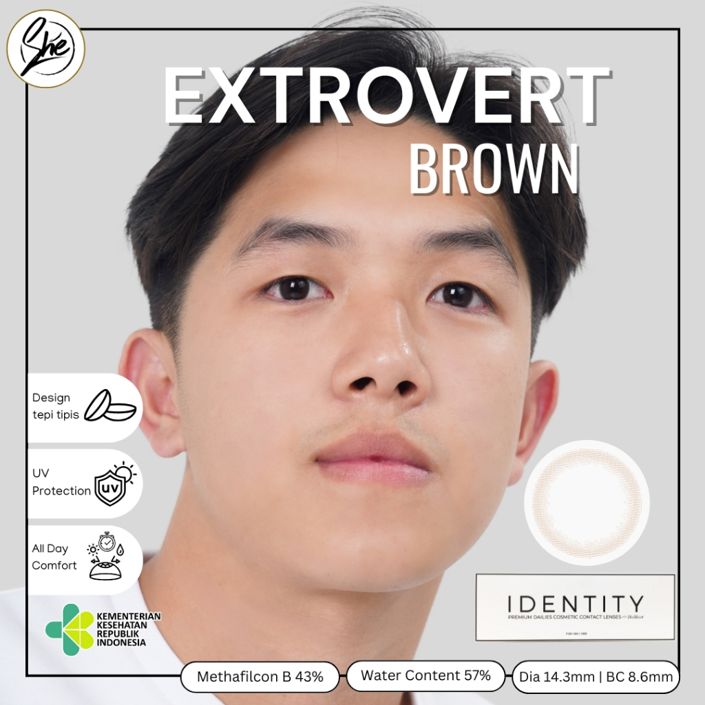 Jual SHE - [PILIH LOKAL] PREMIUM CLEAR LENS 1-DAY IDENTITY EXTROVERT BROWN WITH MOIST | Shopee ...