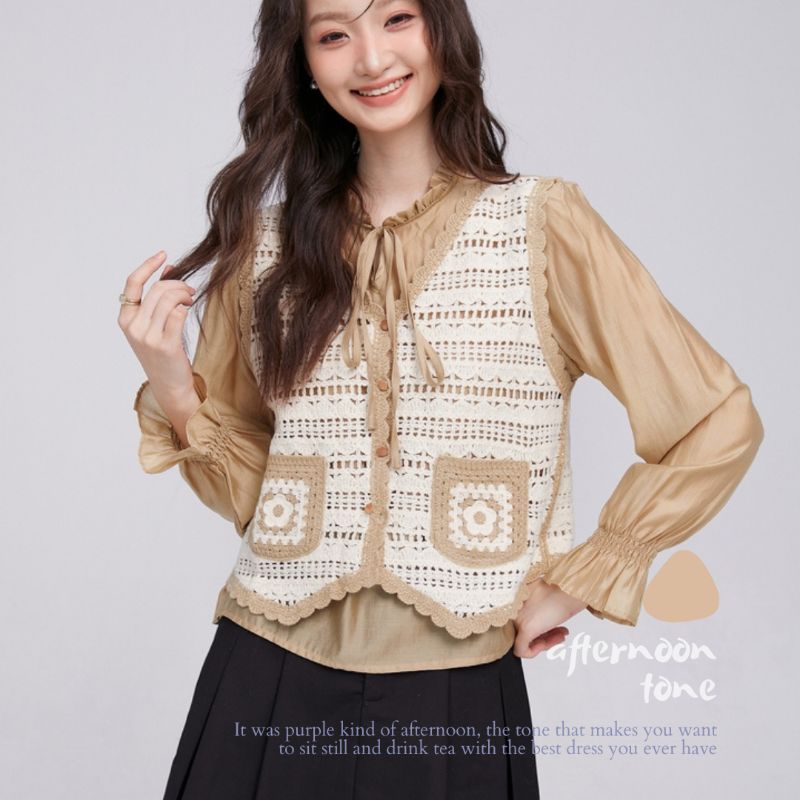 Jual AT579 | Crochet Style Vest | Afternoon Tone | 7 Hari PO | Shopee ...