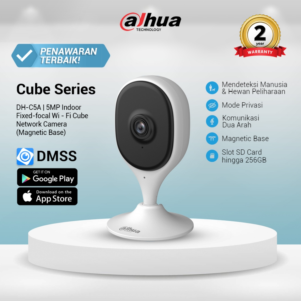 Jual Dahua Cube Series DH-C5A | Kamera CCTV Wi-Fi 5MP Smart IP Camera Audio Night Vision Wifi ...