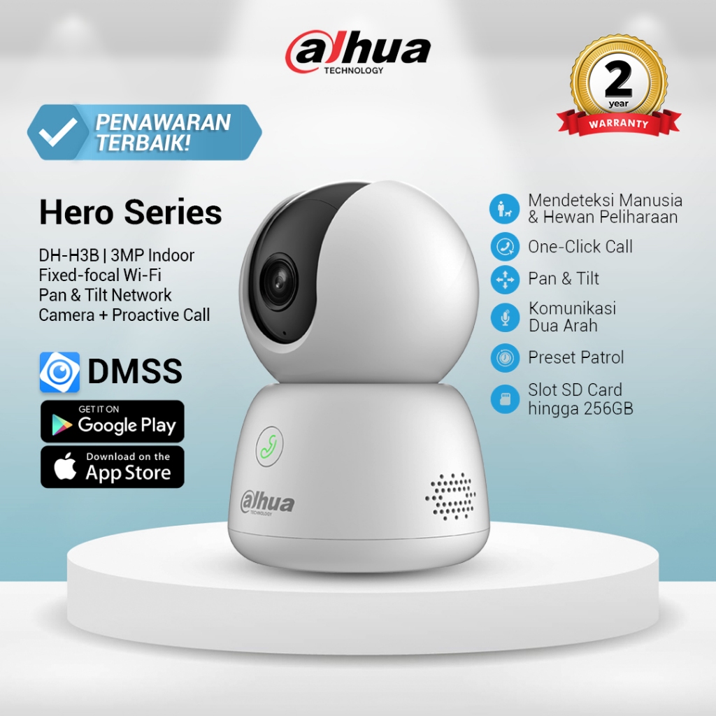 Jual Dahua Hero Series B1 DH-H3B | Kamera CCTV Wi-Fi Indoor 3MP & Tilt ...