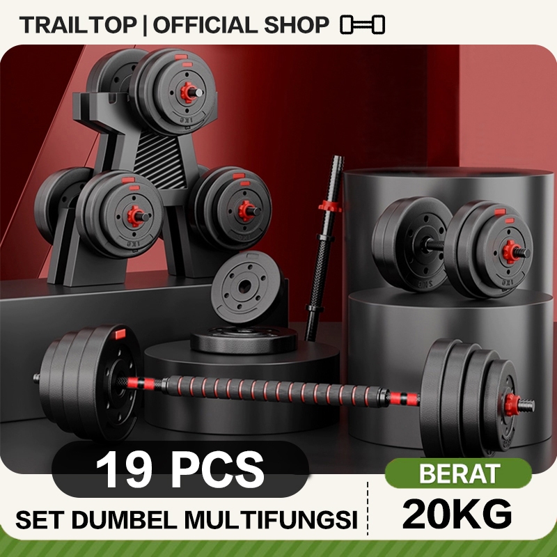 Jual TrailTop Barbel 20kg Set Beban Bisa Diatur 5-20kg Bahan PVC Anti Slip Dumbel Alat Olahraga ...