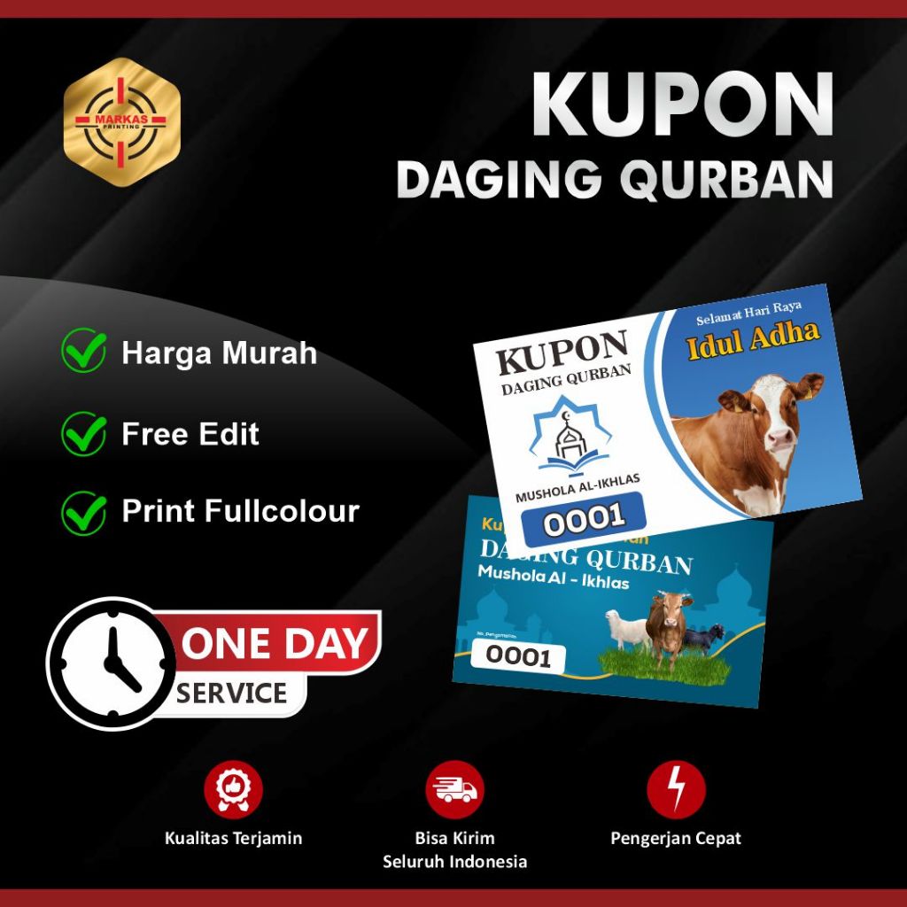 Jual Cetak Kupon pengambilan daging Qurban Idul Adha Terbaru | Shopee ...