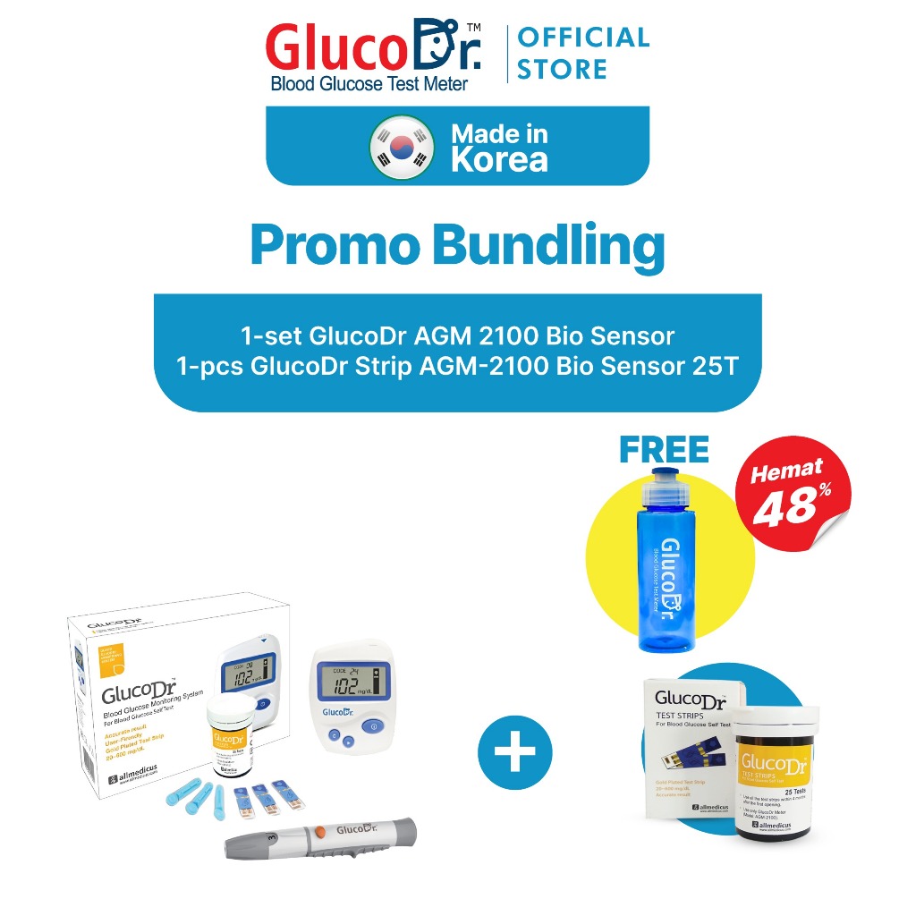 Jual [Bundle] GlucoDr AGM 2100 Bio Sensor Fullset + AGS 25 Strip Bio ...