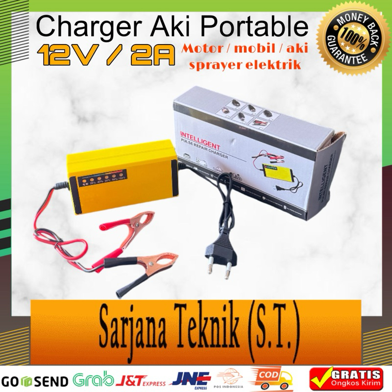 Jual Charger aki portable 12V/2A / cas aki portable/ cas aki motor ...