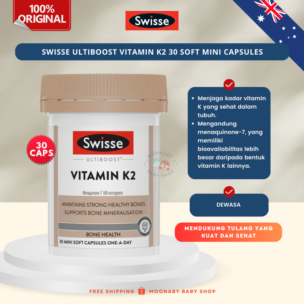 Jual Exp 01/2027 Swisse Ultiboost Vitamin K2 30 mini soft capsules - MADE IN AUSTRALIA | Shopee ...