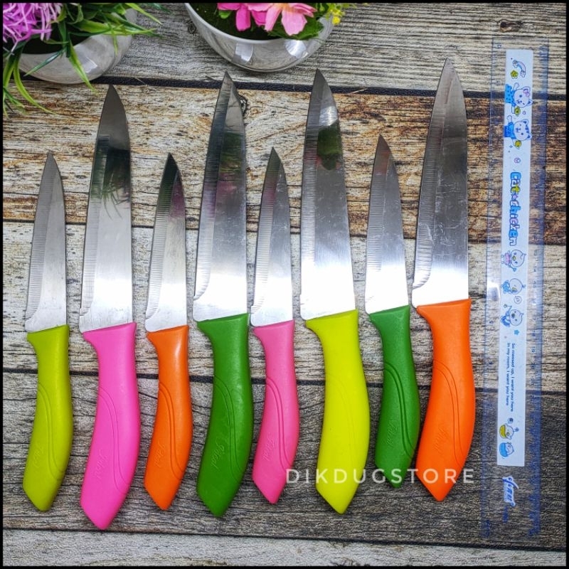 Jual Pisau Dapur - Pisau Masak Stainless Steel Gagang Warna Ceria ...