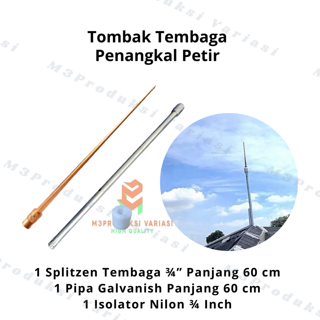 Jual Paket Splitzen Tembaga Anti Petir Penangkal Petir 60 cm + Pipa ...