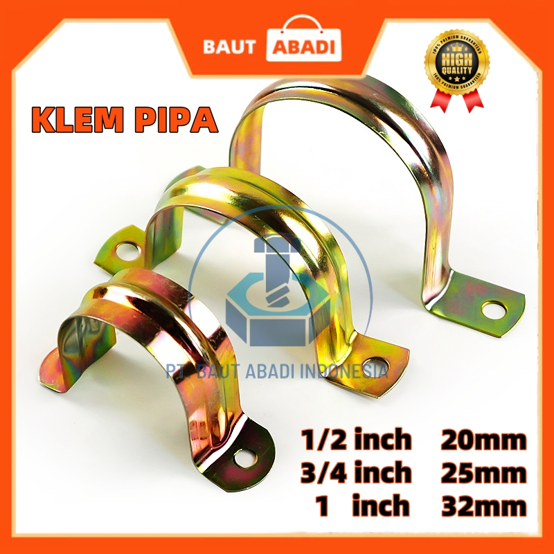 Jual Klem pipa 1/2" 3/4" 1 inch Klem Omega 20 25 32mm / Klem Pipa Paralon / Clamp U Model besi ...