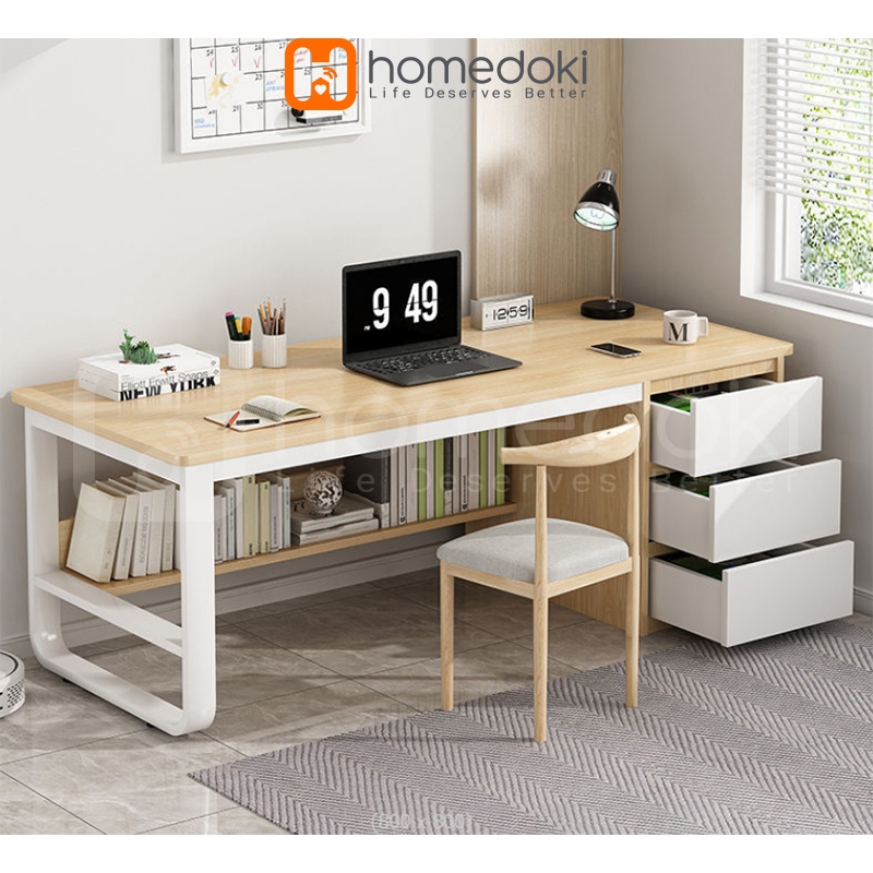 Jual Homedoki Meja Kantor/Meja Komputer/Meja Kantor Dengan Laci/Meja Kerja Minimalis/120cm Meja ...