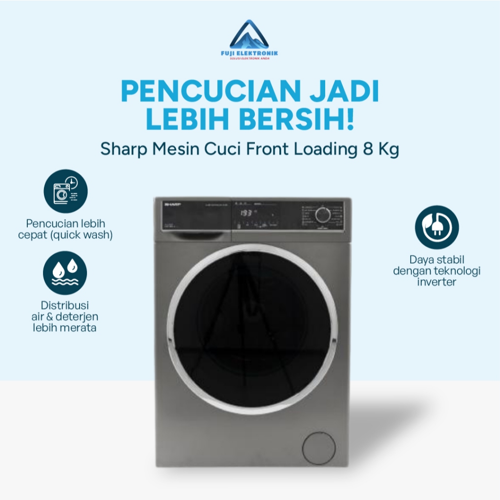 Jual Sharp Mesin Cuci Front Loading ES-FL1280BTX 8kg Inverter Double ...