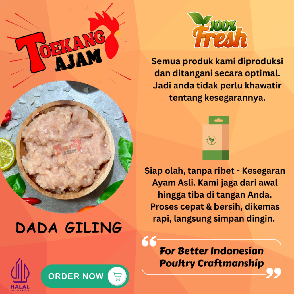Jual DA DAGING AYAM DADA POLOS GILING KASAR / SEDANG / HALUS, DADA ...