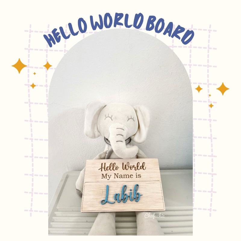 Jual (PO 1 HARI) HELLO WORLD BOARD | PAPAN NAMA BAYI | Shopee Indonesia