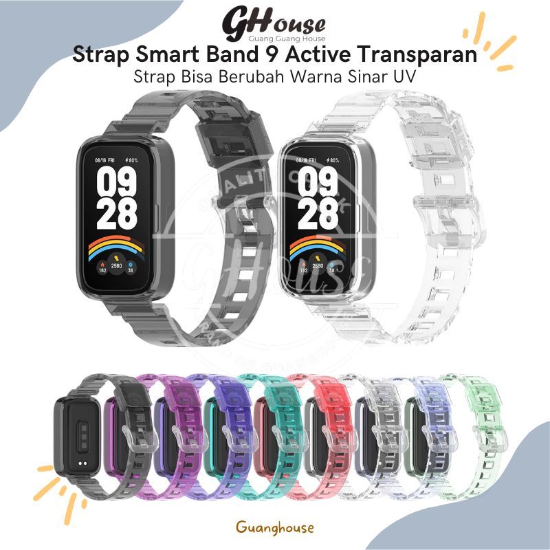Jual Strap Smart Band 9 Active Transparan Sinar UV Tali Xiaomi Smartband 9 Active Bahan Silicone ...