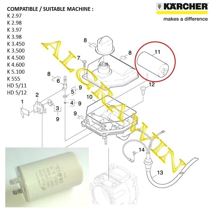 Jual Karcher Capacitor 25mf Kapasitor | Shopee Indonesia