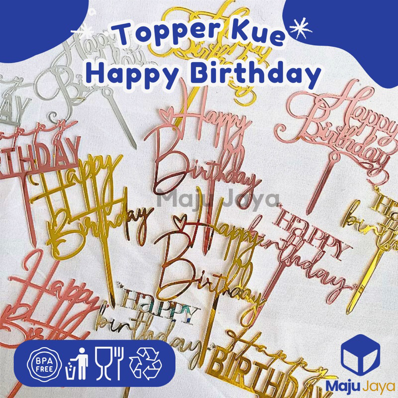 Jual Maju Jaya Pack - Topper Kue Ulang Tahun Happy Birthday / Hiasan Topper Cake Dekorasi HBD ...