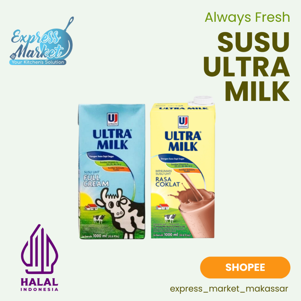 Jual Susu Sapi Ultra Milk Chocolate Full Cream 1000ml 1 Liter | Shopee ...