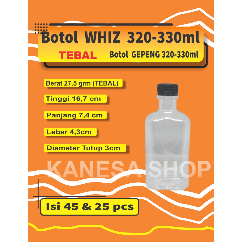 Jual Botol Whiz 320-330ml Tebal Free Packing Dus / Botol Gepeng 320 ...