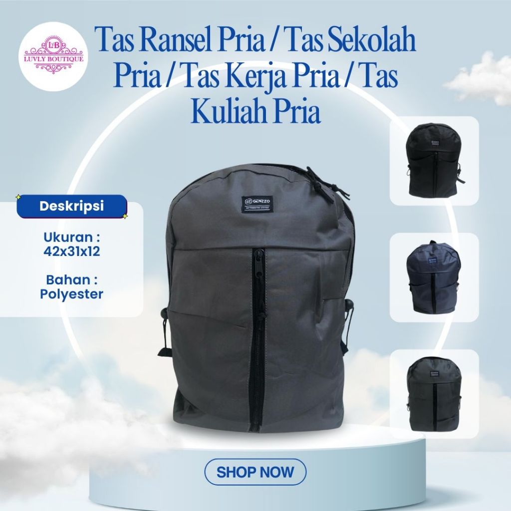 Jual Tas Ransel Pria Kekinian - Desain Simple Elegan - Multifungsi ...