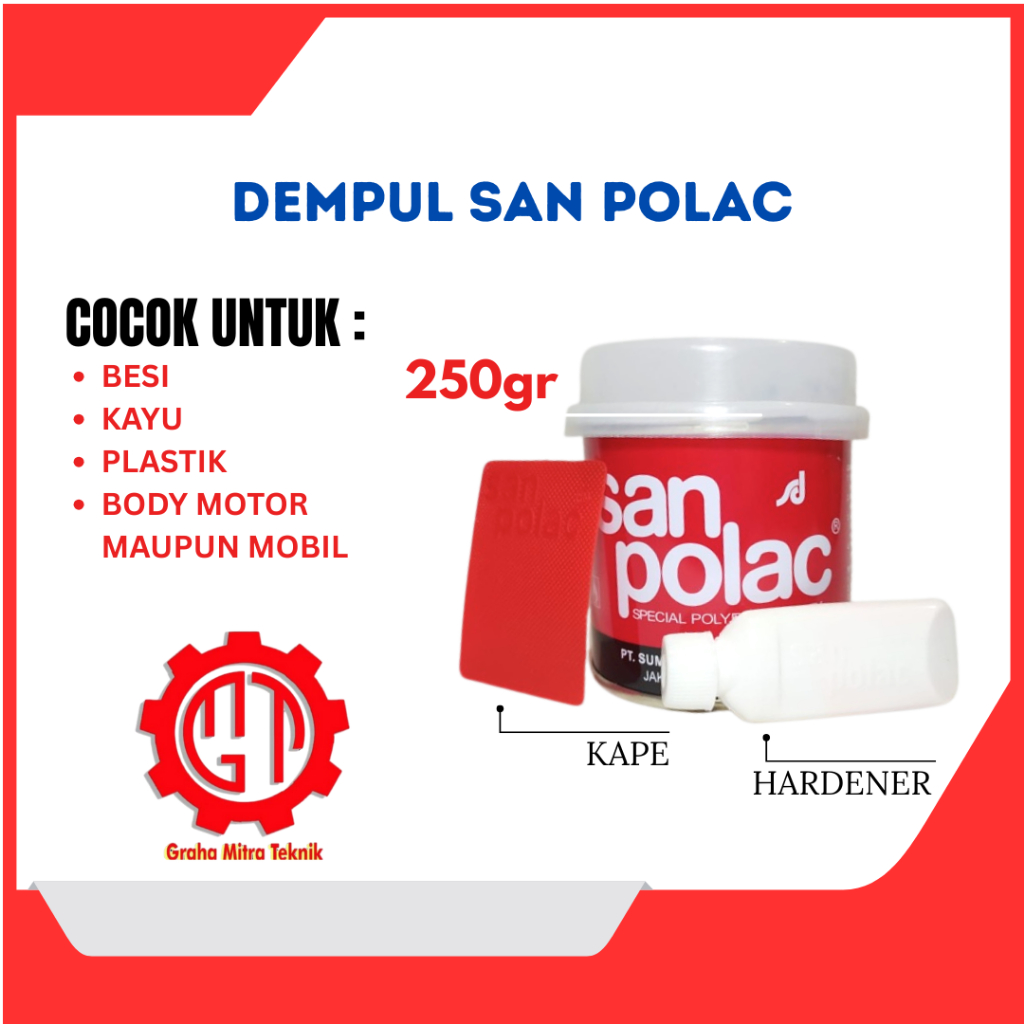 Jual Dempul Sanpolac 250 GRSANPOLAC POLYESTER PUTTY/ DEMPUL BESI BODY ...
