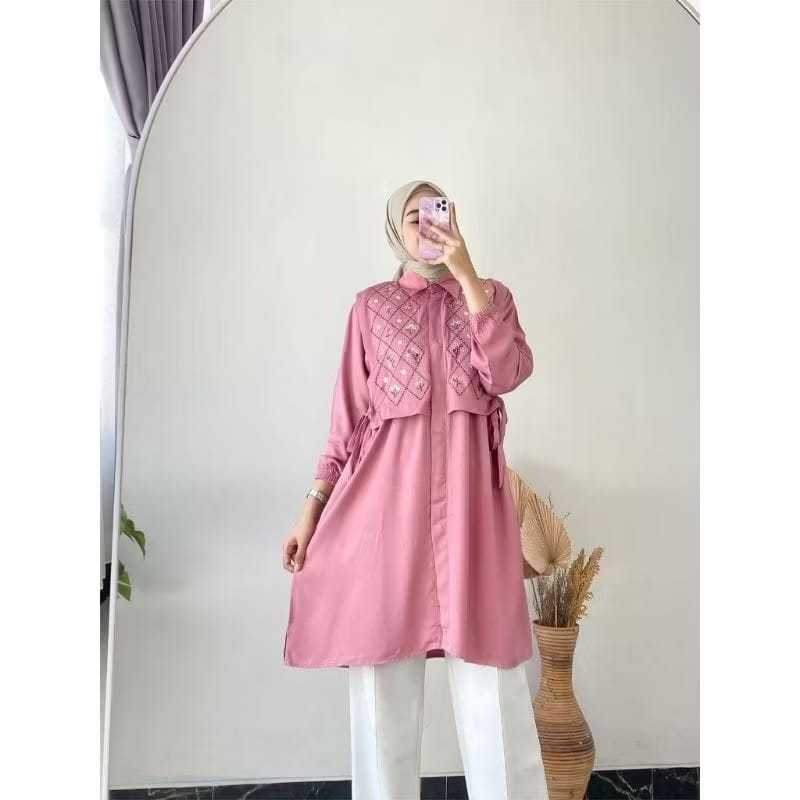 Jual TUNIK SAVIA LINEN PREMIUM / TUNIK WANITA FULL KANCING / TUNIK ...