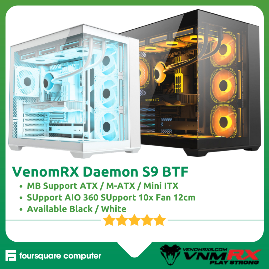 Jual VenomRX Daemon S9 BTF Hitam dan Putih PC Casing ATX | Case CPU ...