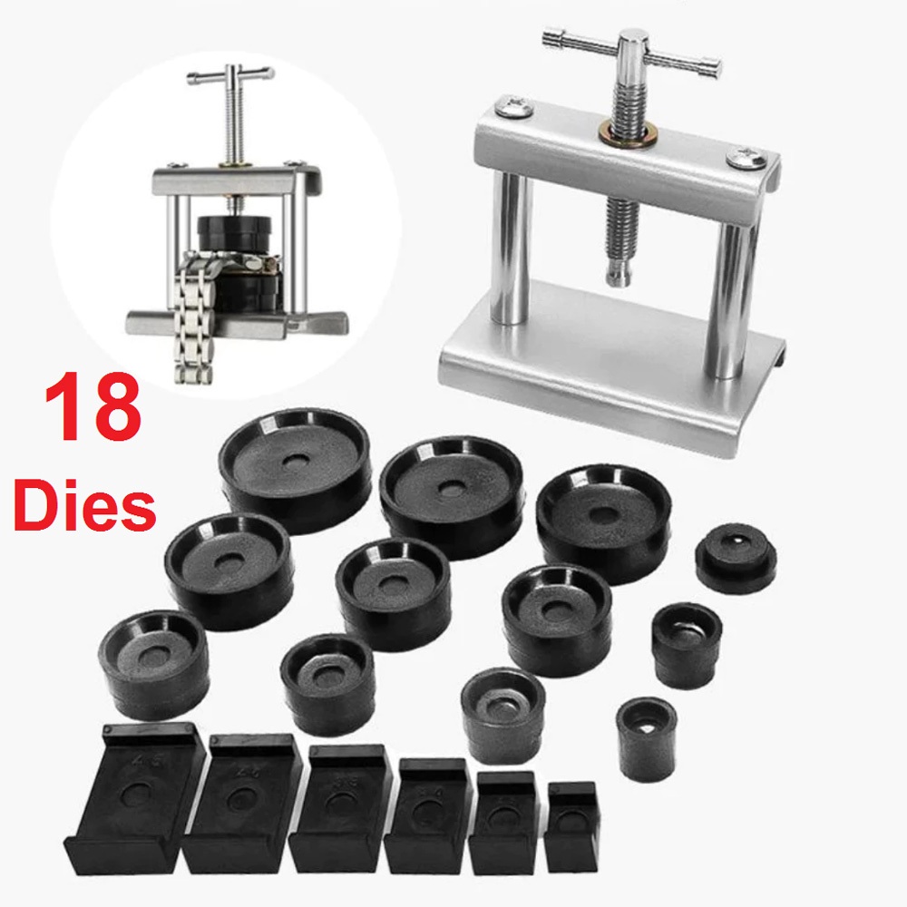 Jual Alat Press Jam Tangan Manual Set 18 PCS Watch Repair Tools 18 Dies ...
