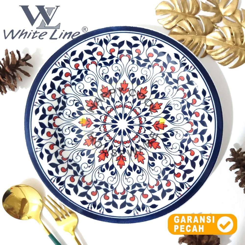 Jual WHITE LINE 1pcs ALMOND Blue Dinner Plate 9,25in Piring Makan ...