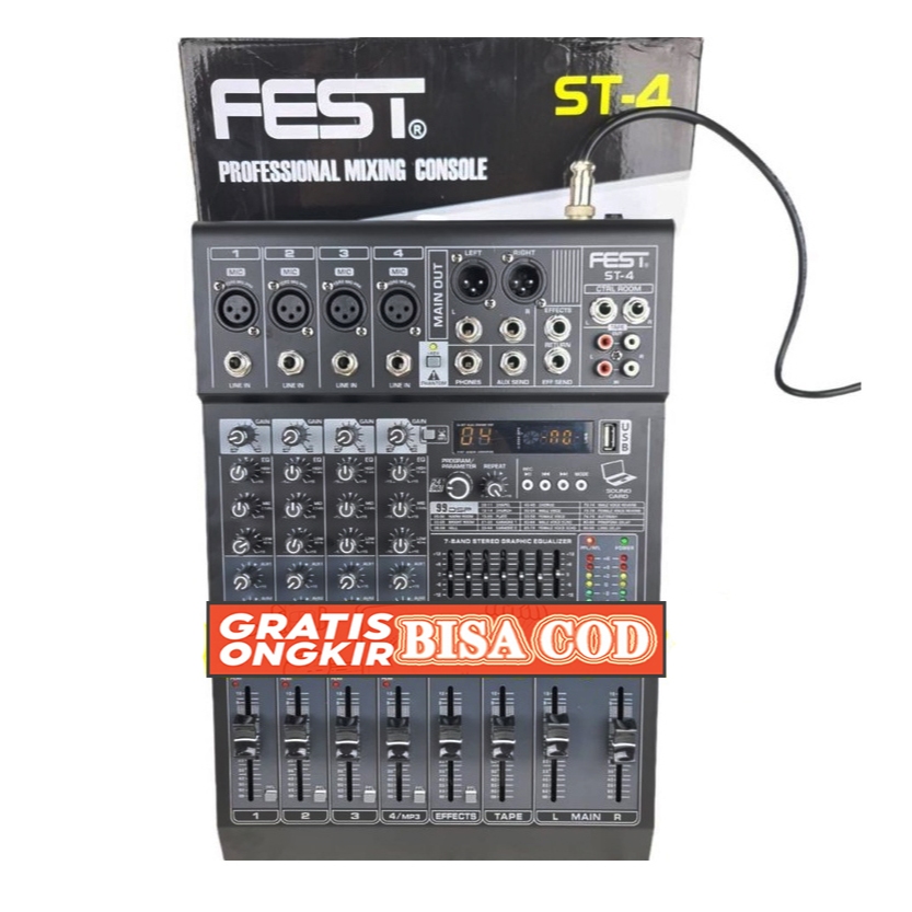 Jual MIXER FEST ST 4 ST4 4 CHANNEL ORIGINAL 4 channel mixer, 4 mono mic ...