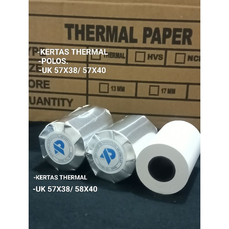 Jual ( 10 ROLL ) KERTAS THERMAL POLOS UKURAN 57X40/ 57X38MM | Shopee ...