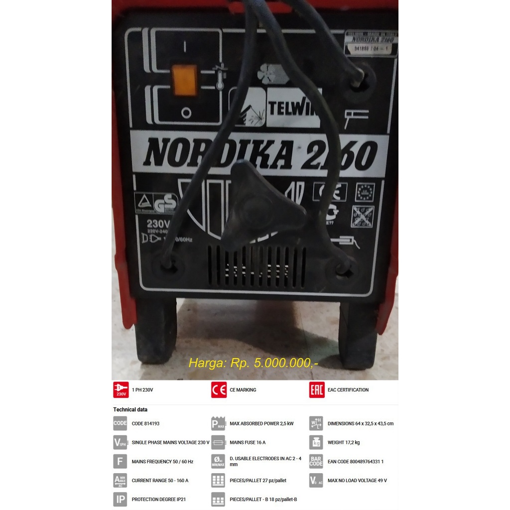 Jual MESIN LAS TELWIN NORDIKA 2160 MADE IN ITALY (2ND) | Shopee Indonesia
