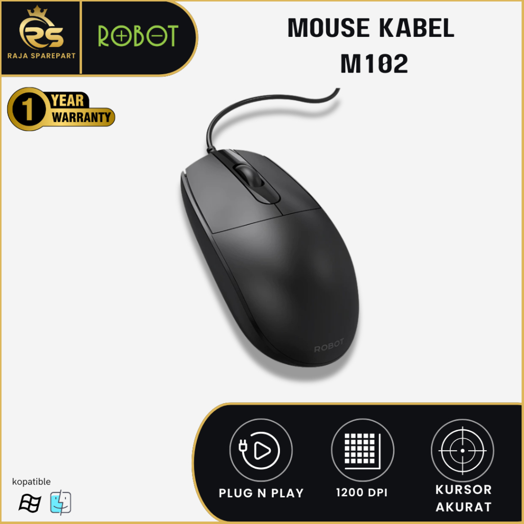 Jual ROBOT Optical Mouse Office Wired M102 Mouse Berkabel / Mouse untuk ...