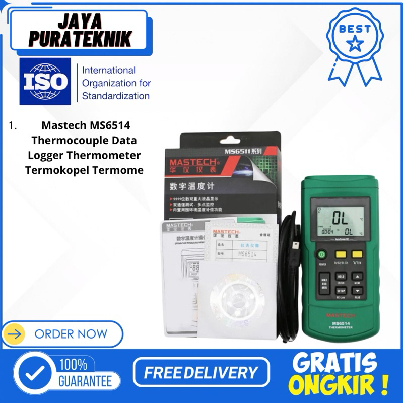 Jual Mastech MS6514 Thermocouple Data Logger Thermometer Termokopel Termome | Shopee Indonesia