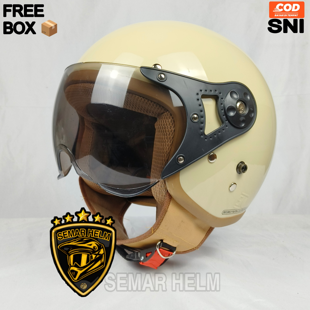 Jual HELM BOGO HIJAB WANITA ANTI PUSING INCLUDE KACA PILOT HITAM, Helm ...