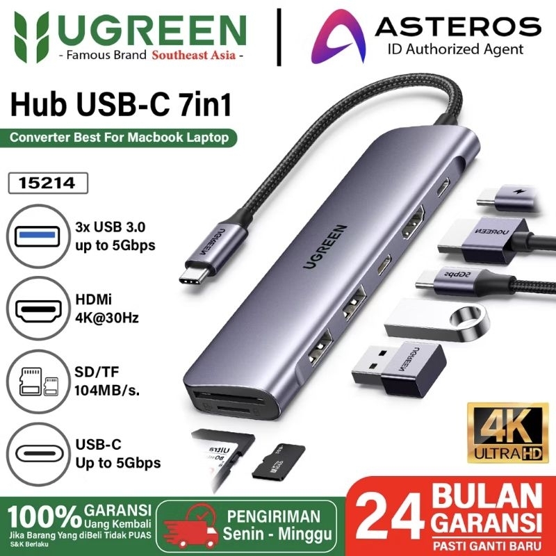 Jual UGREEN 7 in 1 Converter Hub USB Type C to HDMI 4K LAN RJ45 USB 3.0 SD TF Card PD Type C ...