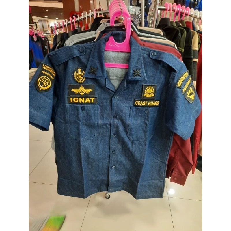 Jual Baju Seragam Jeans Cowok Tangan Pendek KPLP Coast Guard | Shopee ...