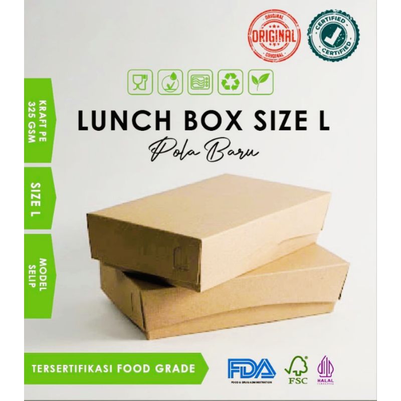 Jual Paper Lunch Box Kraft L / Kotak nasi ukuran L / Box ayam geprek ...