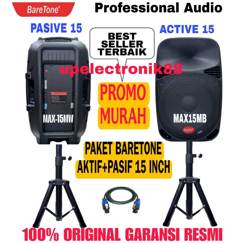 Jual Promo Paket Sound System Speaker Aktif Pasif 15 Inch Baretone Max15mb/Max15mw Original ...