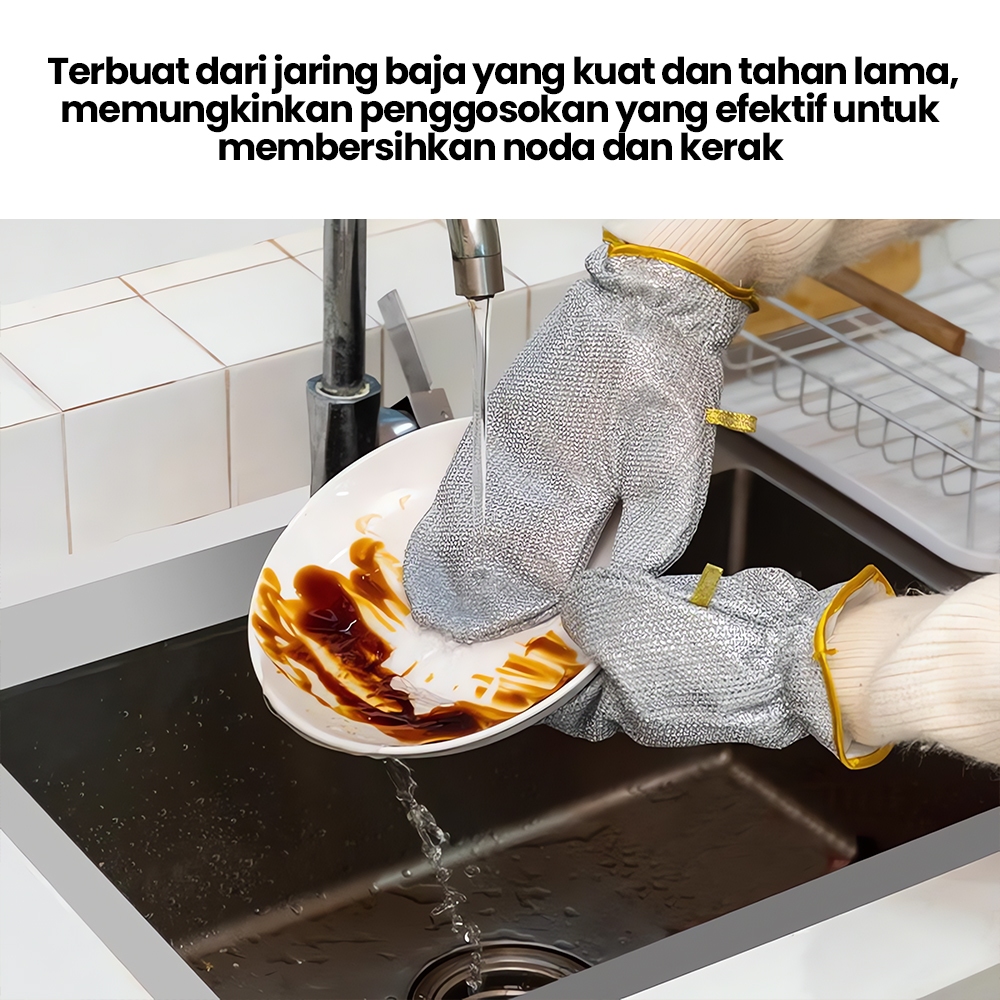 Jual Sarung Tangan Cuci Piring Kawat Baja Pelindung Tangan Kitchen ...