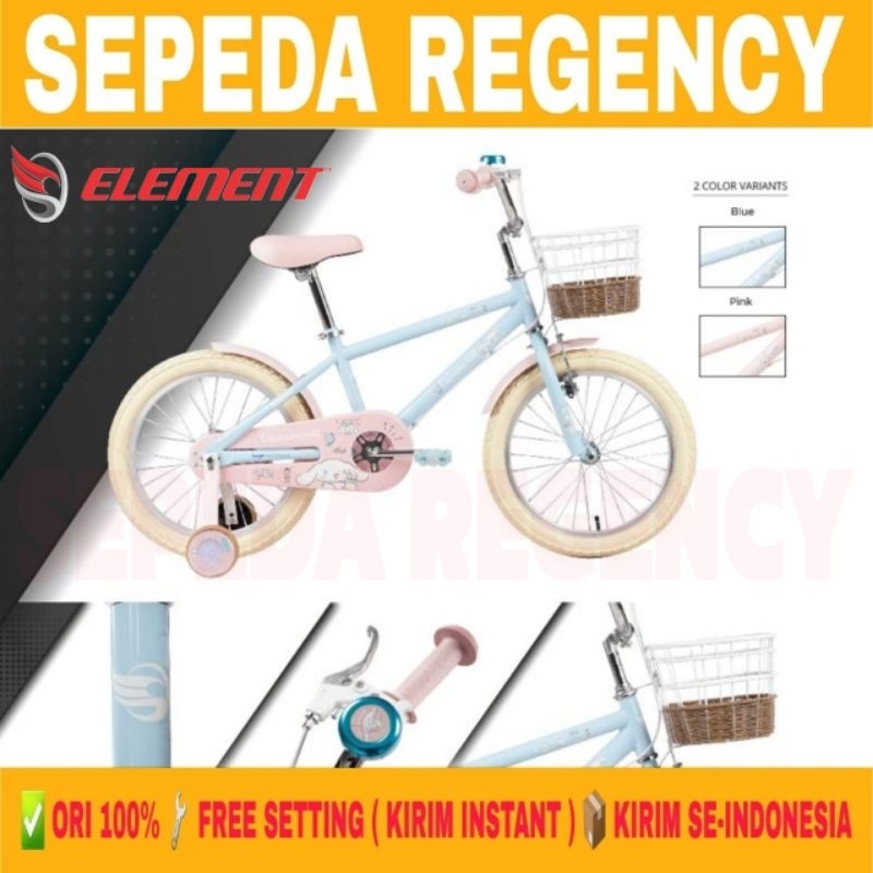 Jual Sepeda Anak Perempuan ELEMENT SPRING CINNAMOROLL Ukuran 12 16 18 Inch Sepeda Keranjang Anak ...
