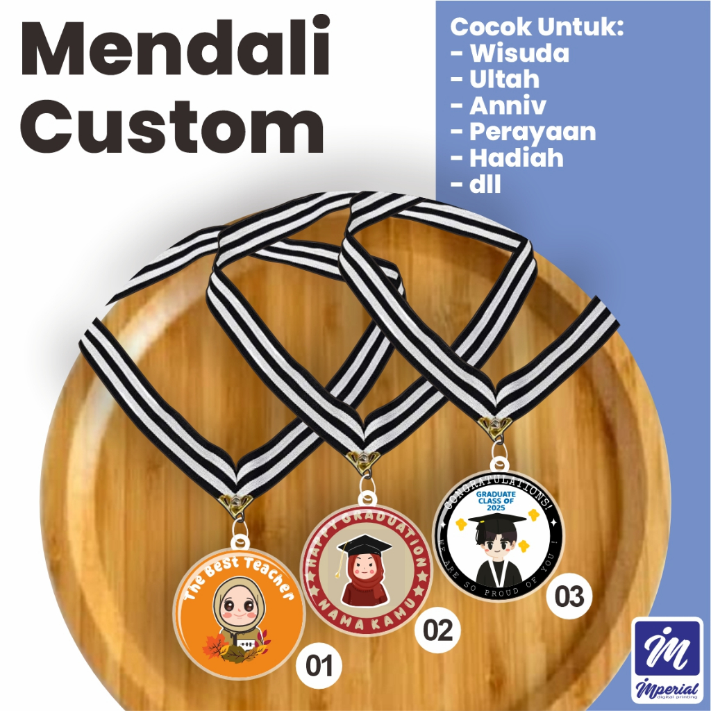 Jual Medali Akrilik Custom Kelulusan Wisuda / Hadiah Ulang Tahun / HBD / Anniversary / Perayaan ...