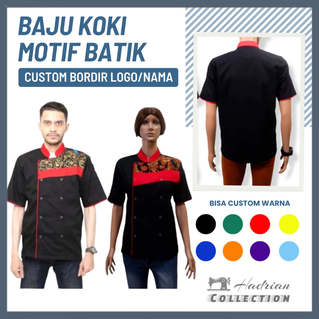 Jual Baju Koki Profesional Baju Chef Baju masak Motip batik pria wanita ...