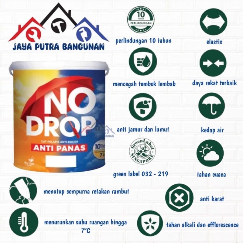 Jual cat tembok No Drop Anti Panas anti bocor 1kg | Shopee Indonesia