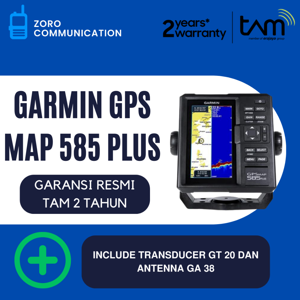 Jual Garmin GPSMAP 585 Plus + Transducer GT 20 Antenna GA38 Garansi ...